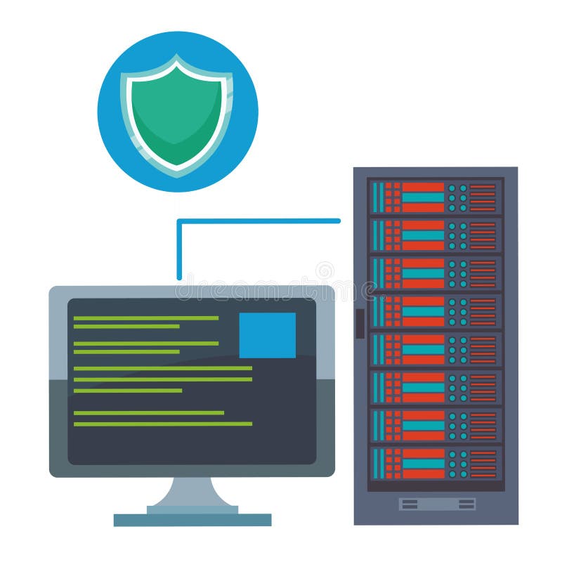 Computer with storage stock vector. Illustration of social - 144560873