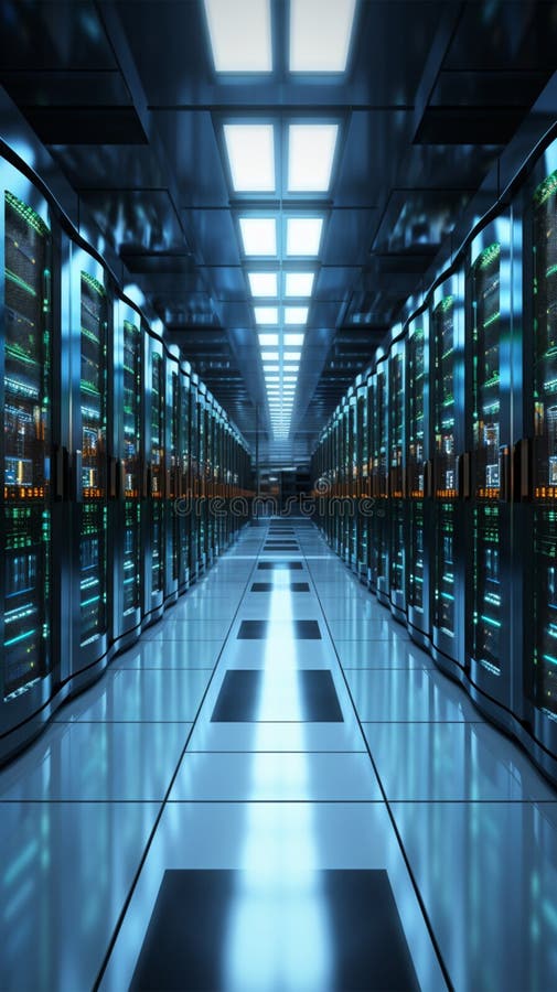 Computer Storage Systems in a White Server Room, 3D Rendering Stock ...