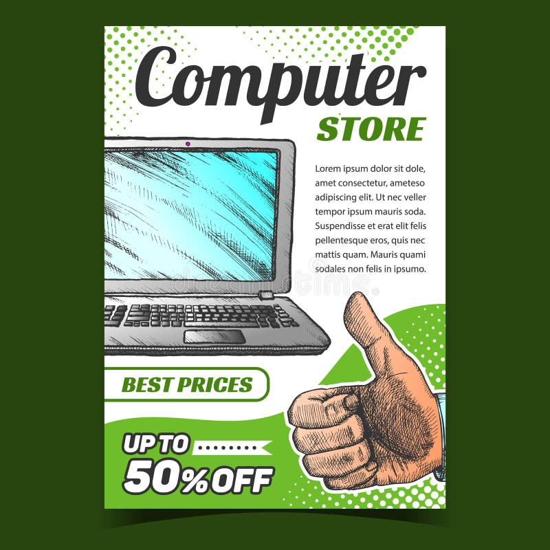 Computer Store Creative Advertising Banner Vector Stock Vector ...