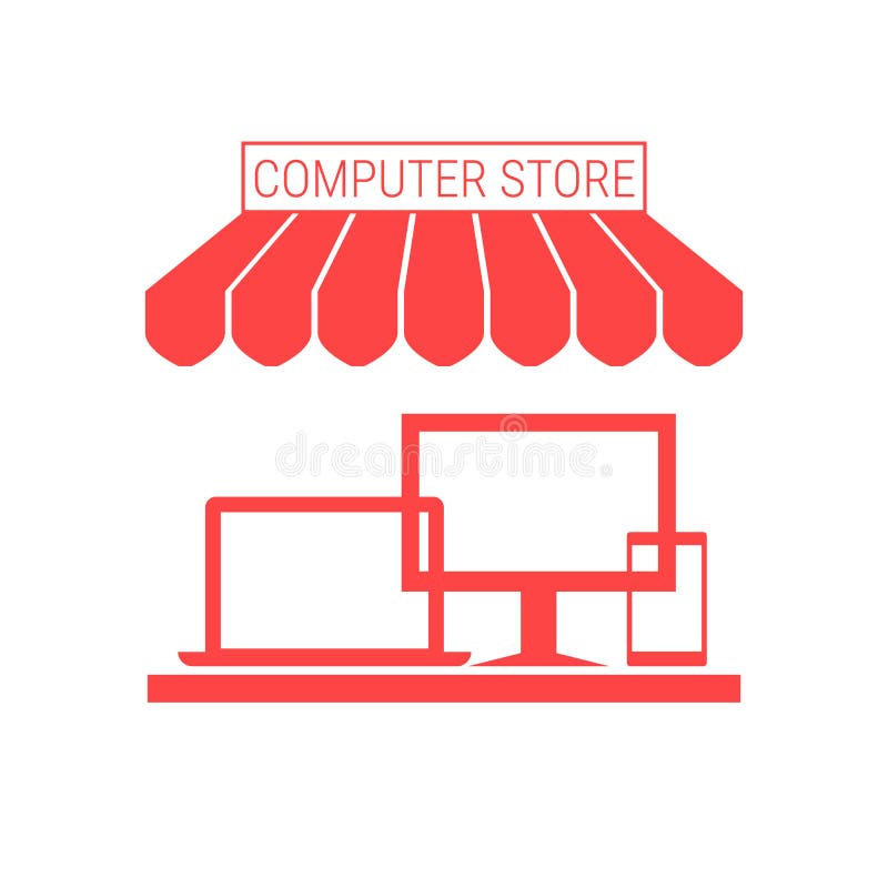 Computer Store, Electronic Devices Shop Single Flat Vector Icon ...