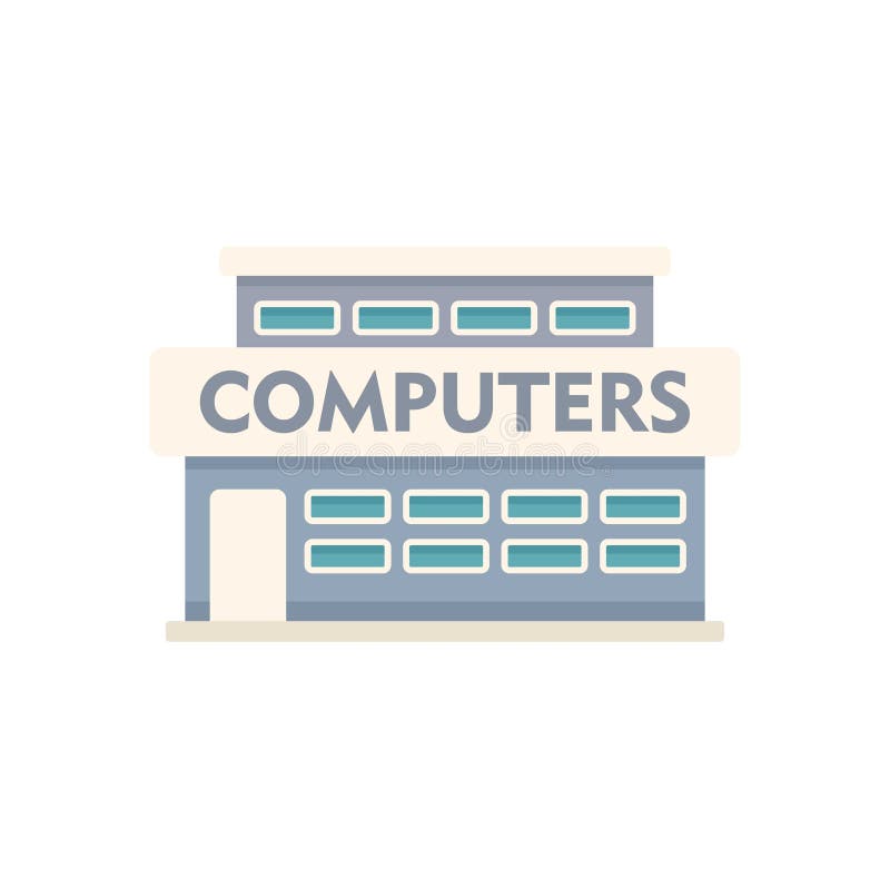 Computer Store Building Facade with Big Sign Selling Computers Stock ...