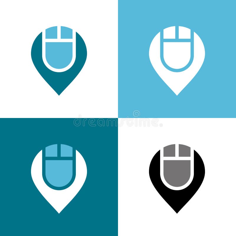 Computer Store Location Symbol, Map Pin and Mouse Icon, Laptop Services ...