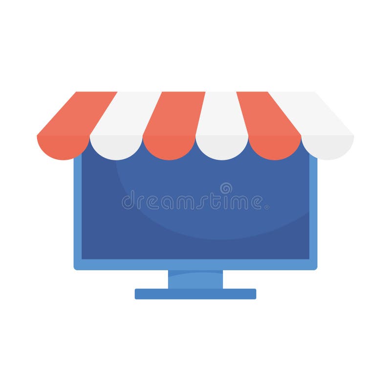 Computer with store tent stock vector. Illustration of isolated - 273195995