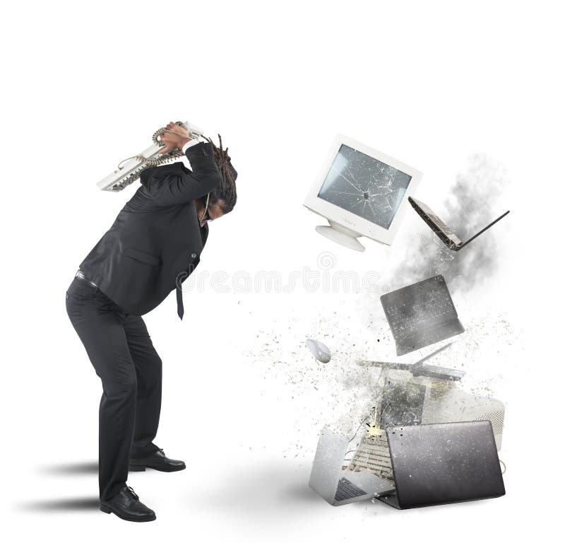 Overload computer stock photo. Image of fire, desk, broken - 45438646