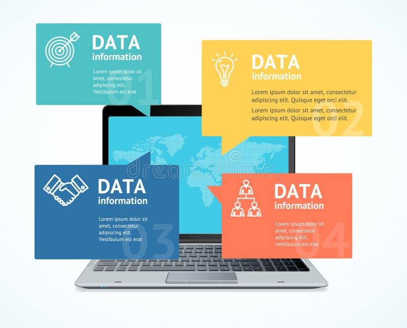 Computer Communication Concept Business Infographic Pencil Banner Card ...