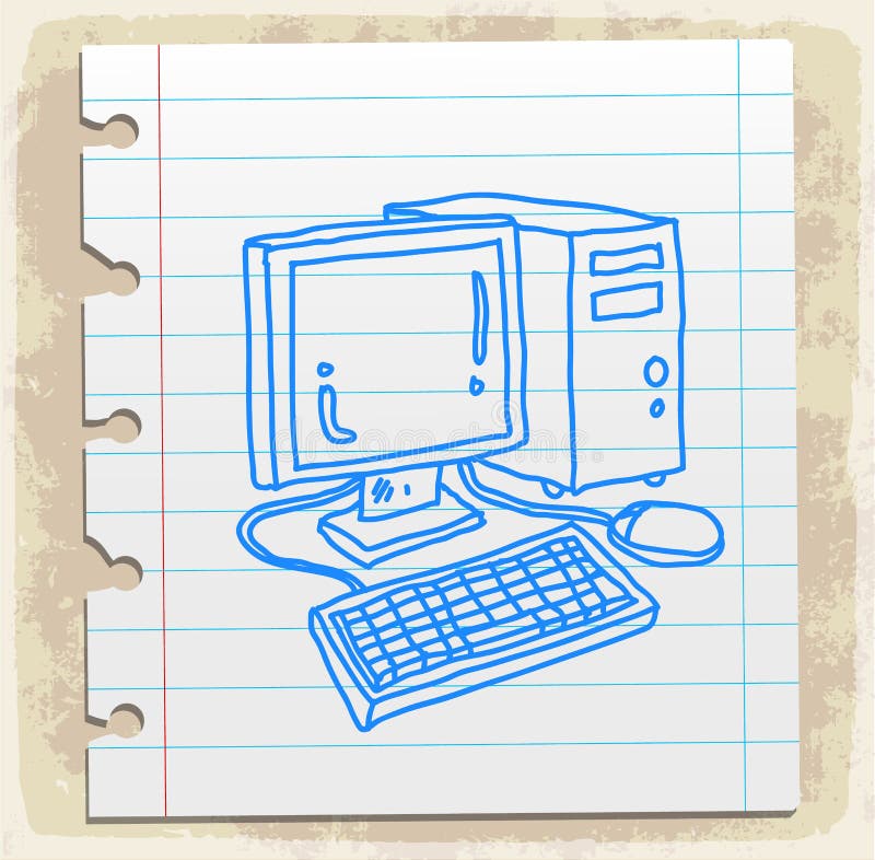 Computer Sulla Nota Di Carta, Illustrazione Di Vettore Illustrazione ...