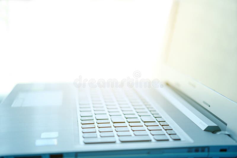 Computer in sunshine. stock photo. Image of business - 85554240