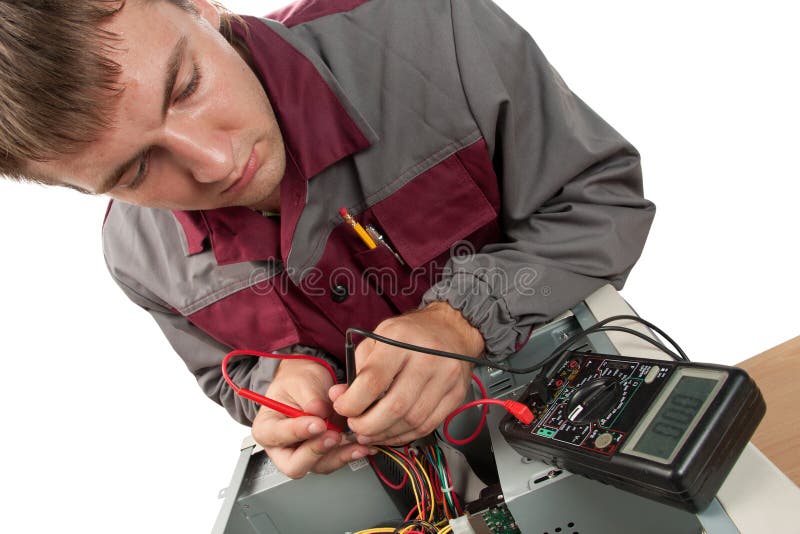 Computer support engineer stock image. Image of electricity - 15462807