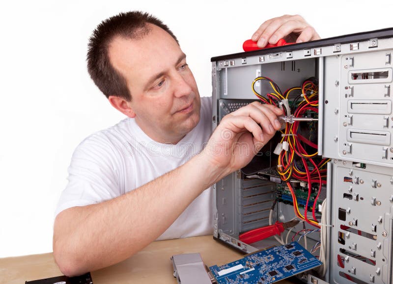 Happy Owner of a Computer Repair Store Stock Image - Image of people ...