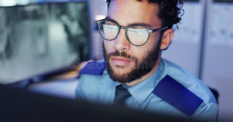 Computer Screen, Documents and Report with People in CCTV Control Room ...