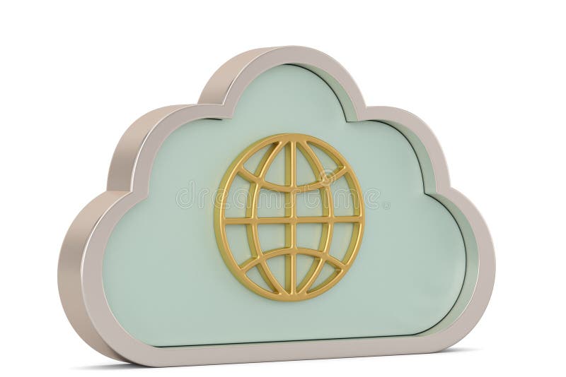 Computer Symbol on 3D Cloud Isolated on White Background. 3D ...