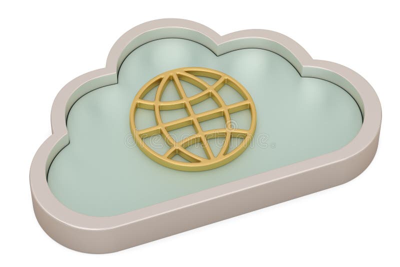 Computer Symbol on 3D Cloud Isolated on White Background. 3D ...
