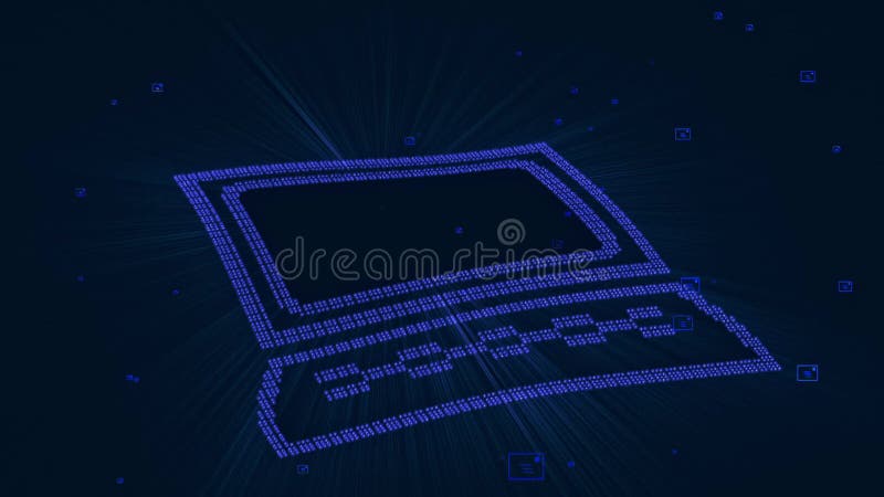 Computer Symbol Floating in Three Dimension Space Stock Footage - Video ...