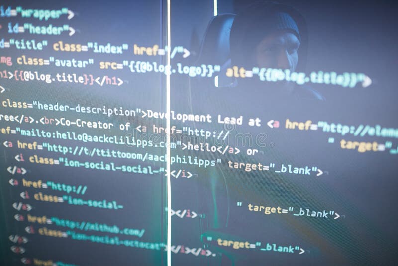 Computer Symbols on Monitor Stock Photo - Image of java, javascript ...