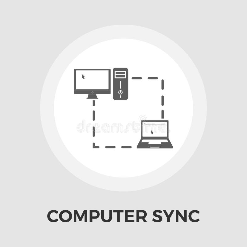 Computer Sync Single Flat Icon. Stock Vector - Illustration of portable ...