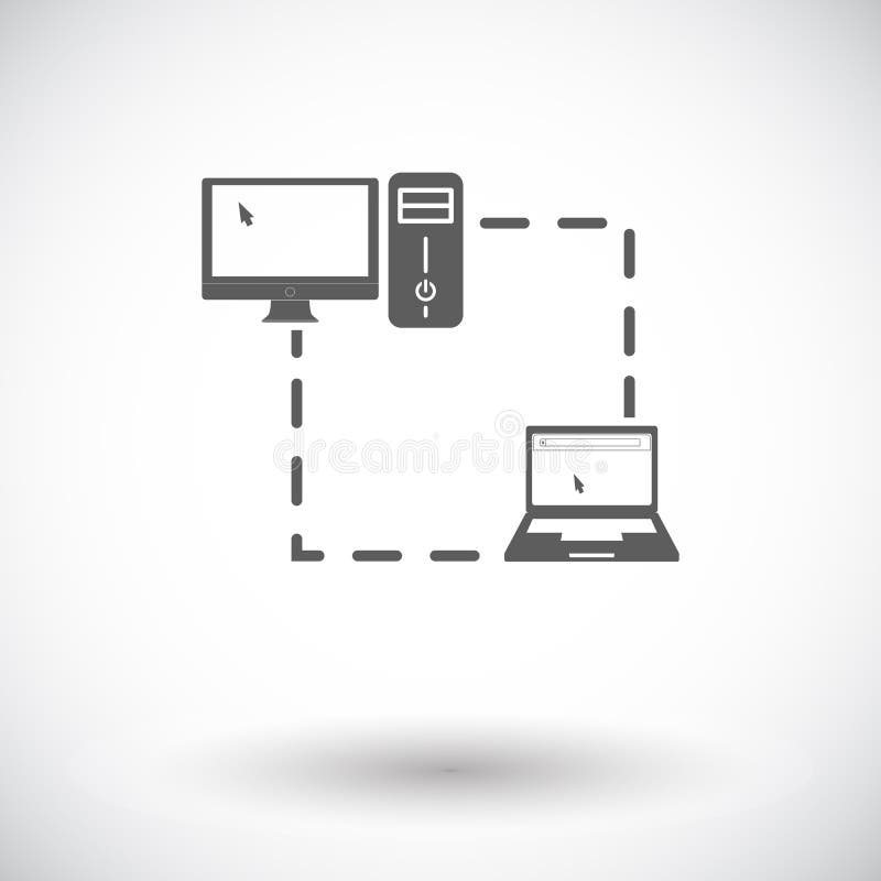Computer Sync Single Flat Icon. Stock Vector - Illustration of portable ...