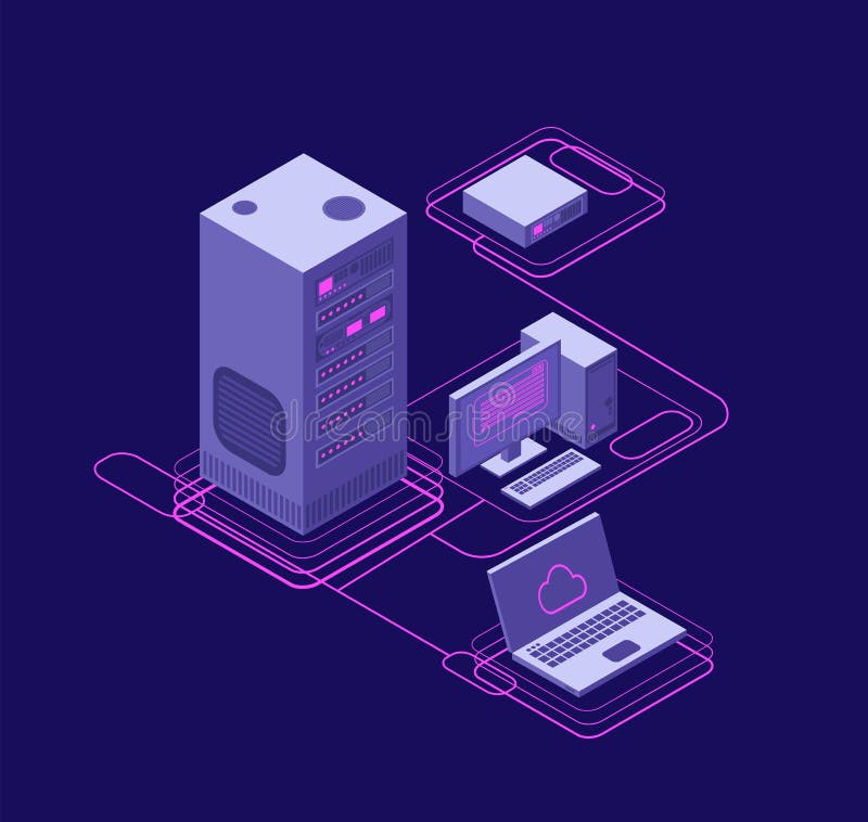 Data Synchronization With The Cloud Storage Stock Illustration