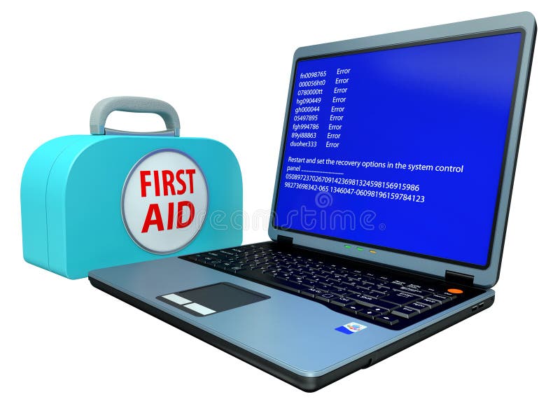 Computer with system error stock illustration. Illustration of laptop ...