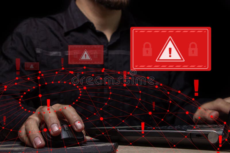 Computer System Hack Warning. the Concept of a Cyber Attack on a ...