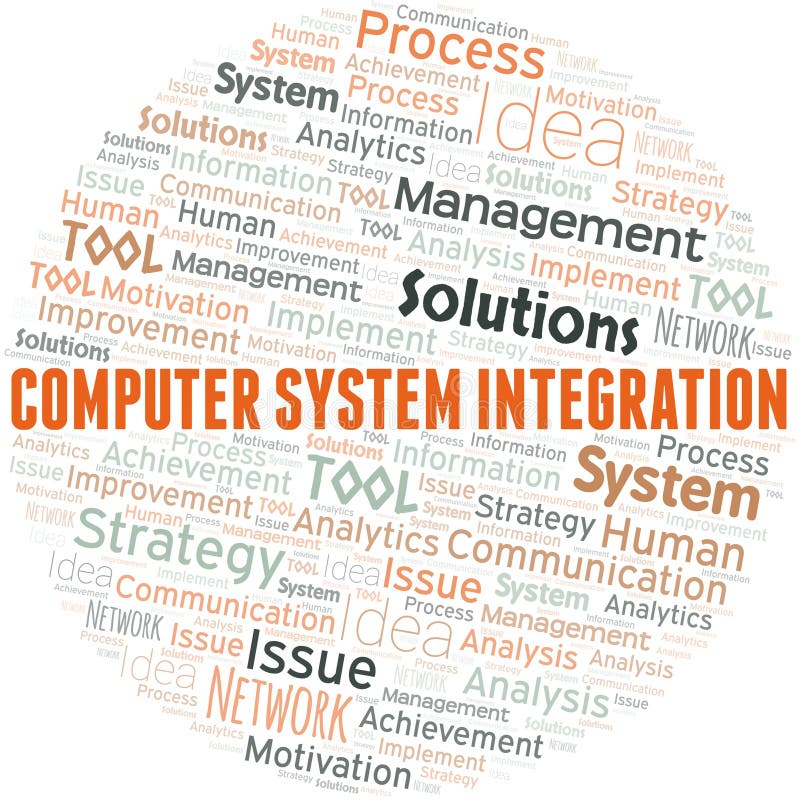 Computer System Integration Typography Vector Word Cloud. Stock Vector ...