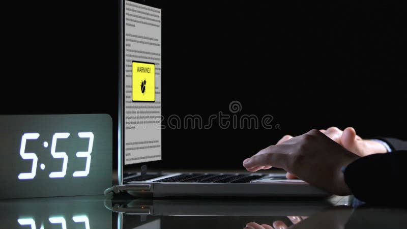 Computer System Reporting Bug Warning while Businessperson Working ...
