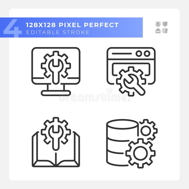 Computer System Settings Pixel Perfect Gradient Linear Vector Icons Set ... Computer System Settings Pixel Perfect Gradient Linear Vector Icons Set ...