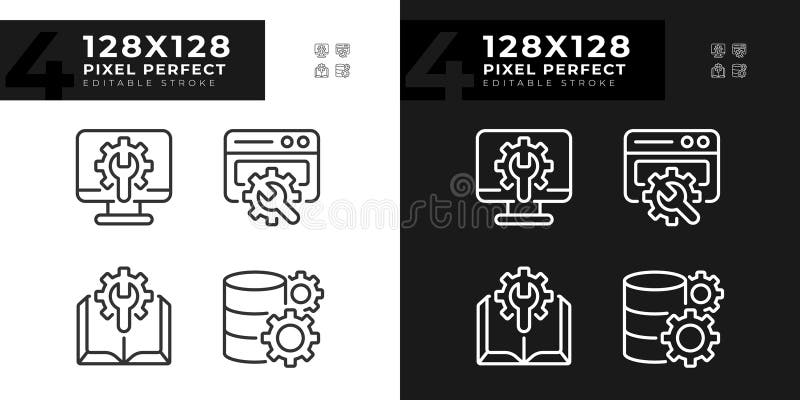 Computer System Settings Pixel Perfect Linear Icons Set for Dark, Light ... Computer System Settings Pixel Perfect Linear Icons Set for Dark, Light ...