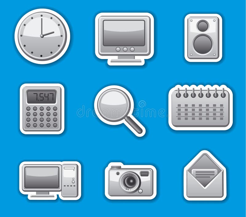 Computer system stickers stock illustration. Illustration of icons ...