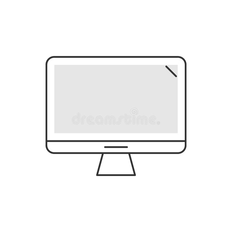 Computer System Unit Linear Icon on White Background Stock Vector ...
