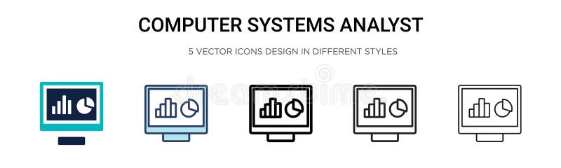 Computer Systems Analyst Icon in Filled, Thin Line, Outline and Stroke ...