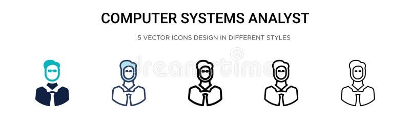 Computer Systems Analyst Icon in Filled, Thin Line, Outline and Stroke ...