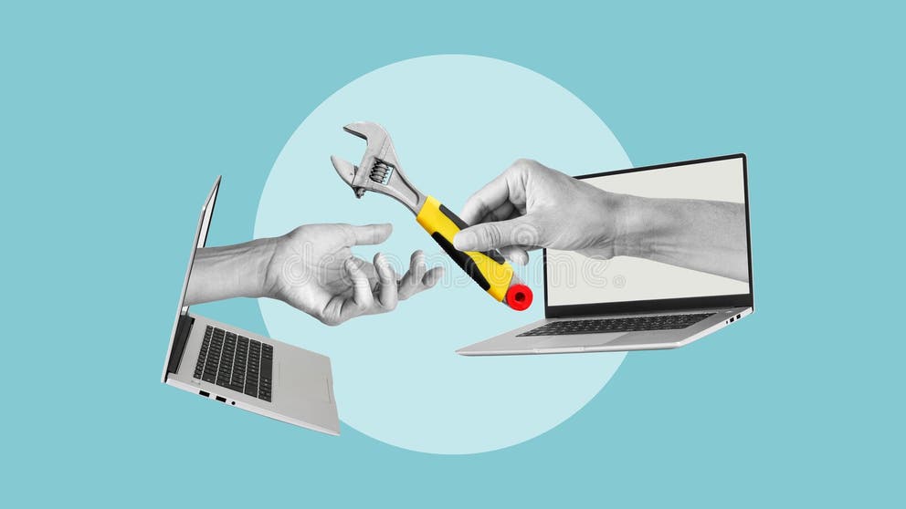 Computer Systems Recovery Assistance is Shown with Featuring Laptops ...