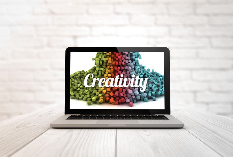 Computer on a Table Creativity Stock Illustration - Illustration of ...