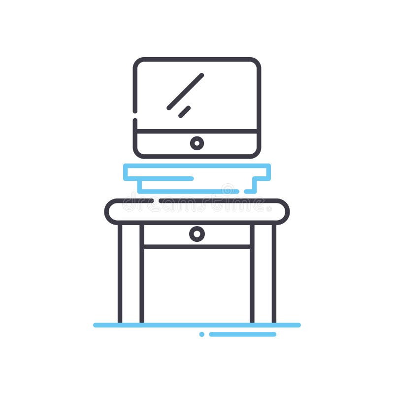 Computer Table Line Icon, Outline Symbol, Vector Illustration, Concept ...