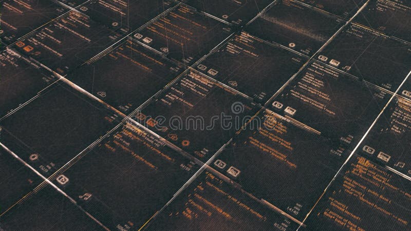 Computer Table With Program Text Animation 3d Table In Computer Database With Program Codes