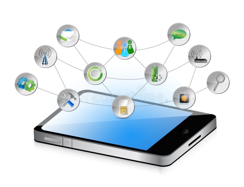 Computer Tablet App Symbols Stock Illustration - Illustration of ...