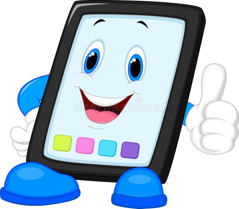 Computer Tablet Cartoon Giving Thumb Up Stock Vector - Illustration of ...