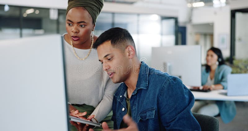 Computer, Tablet and Collaboration with a Business Team Working ...