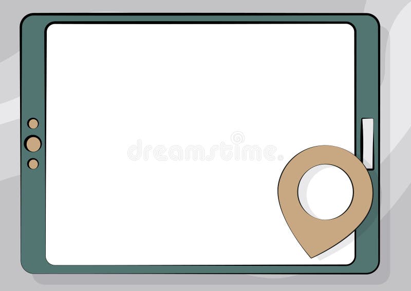 Computer Tablet Drawing with Clear Touchscreen and Location Pin ...