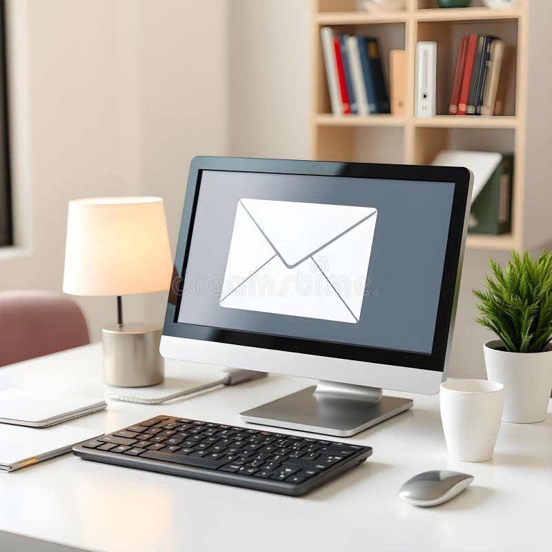 Computer Tablet Email Lamp Table Stock Image - Image of furniture ...