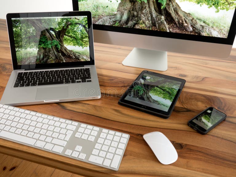 Computer and tablet editorial image. Image of mouse, desktop - 46693080