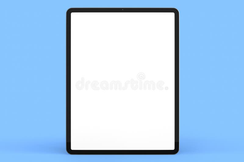 Computer Tablet with Pencil Isolated on Blue Background. Stock ...