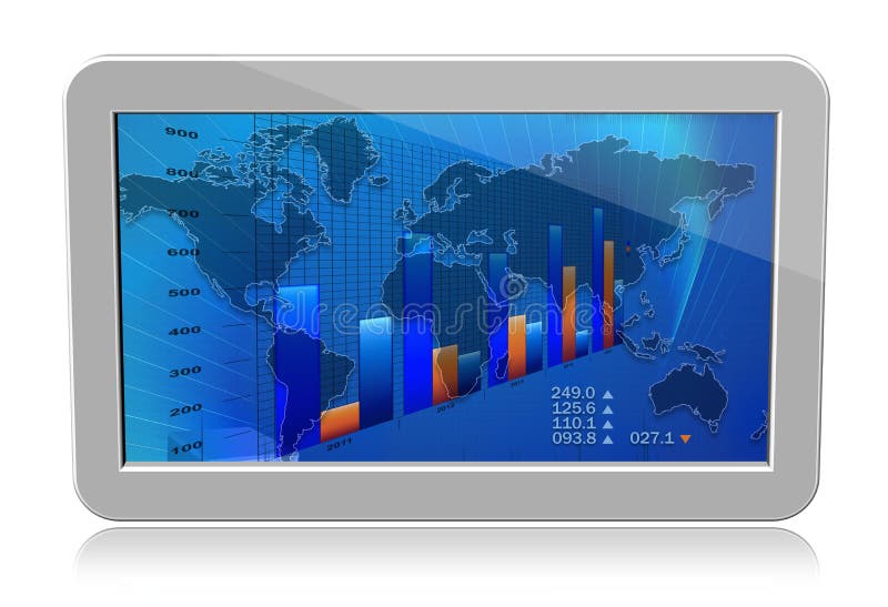Computer Tablet Showing Charts Stock Illustration - Illustration of ...