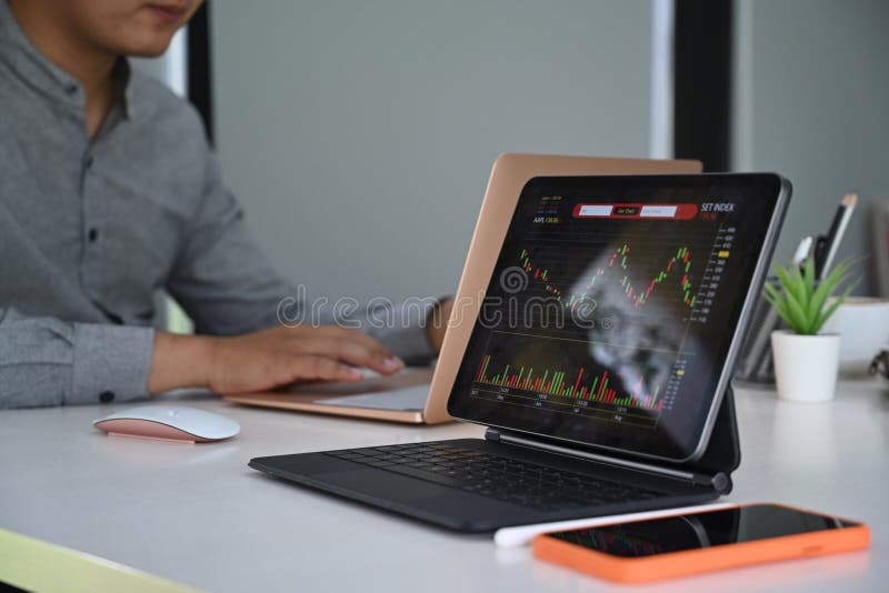 Tablet with Stock Market Application on Screen. Stock Image - Image of ...