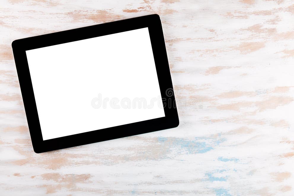 Computer tablet on wood stock image. Image of tablet - 118843561