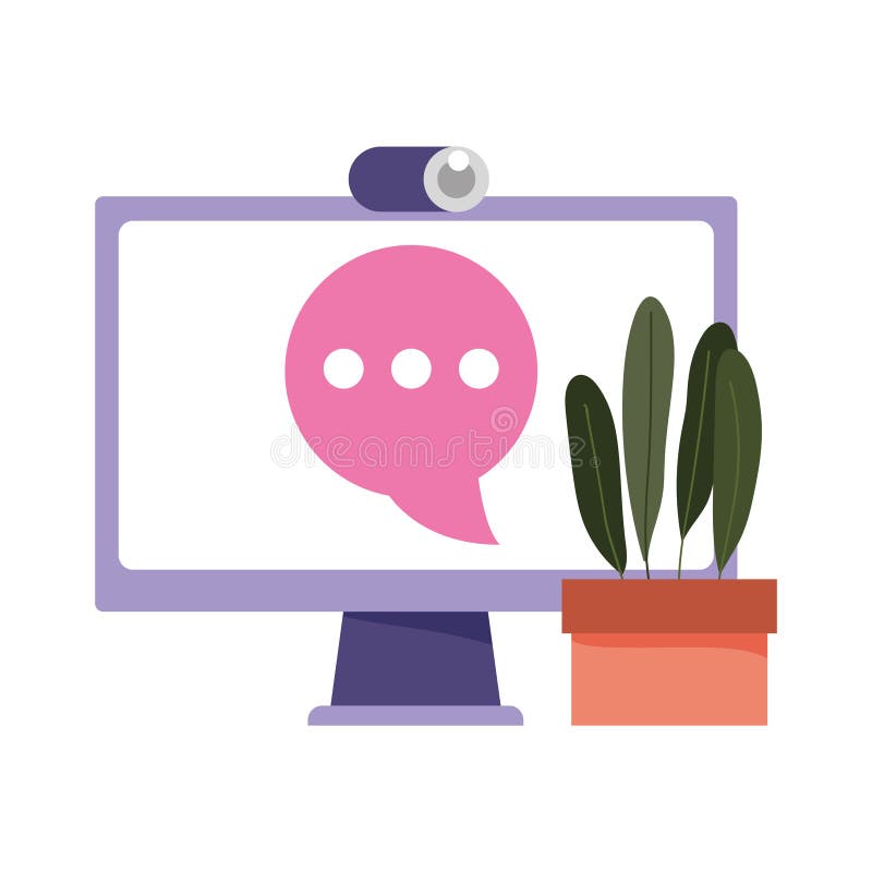 Computer Talk Bubble Webcam Internet Isolated Design Icon White ...