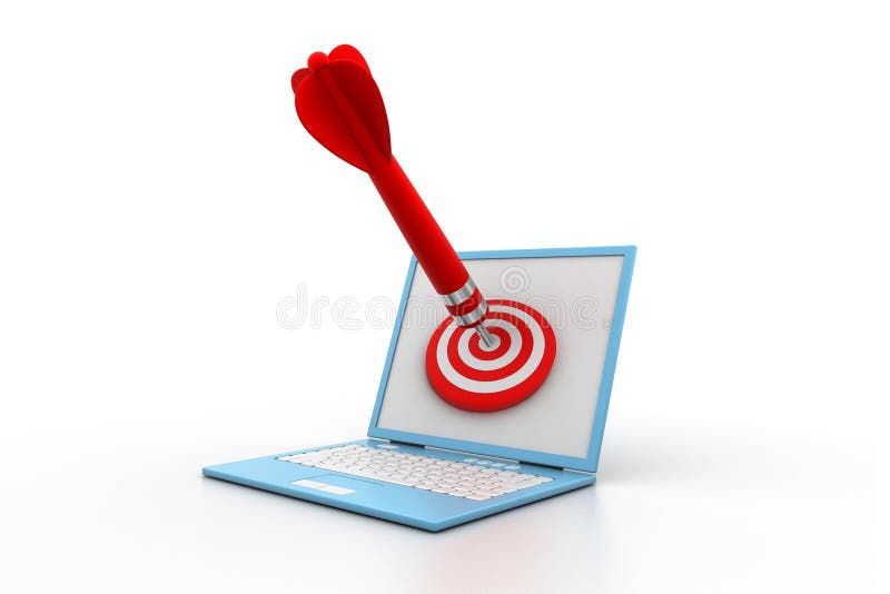 Hitting Bullseye on Computer Laptop Stock Illustration - Illustration ...