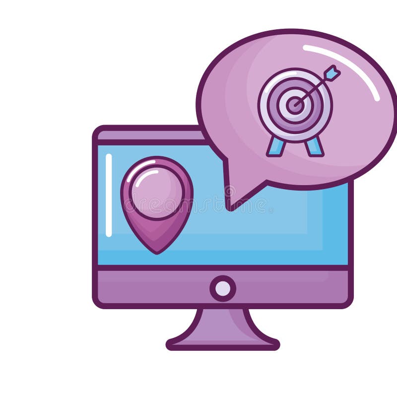 Computer with Target and Pin Location Stock Illustration - Illustration ...