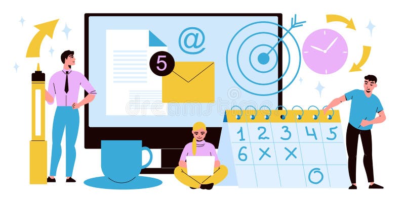 Computer Task Management Composition Stock Vector - Illustration of ...