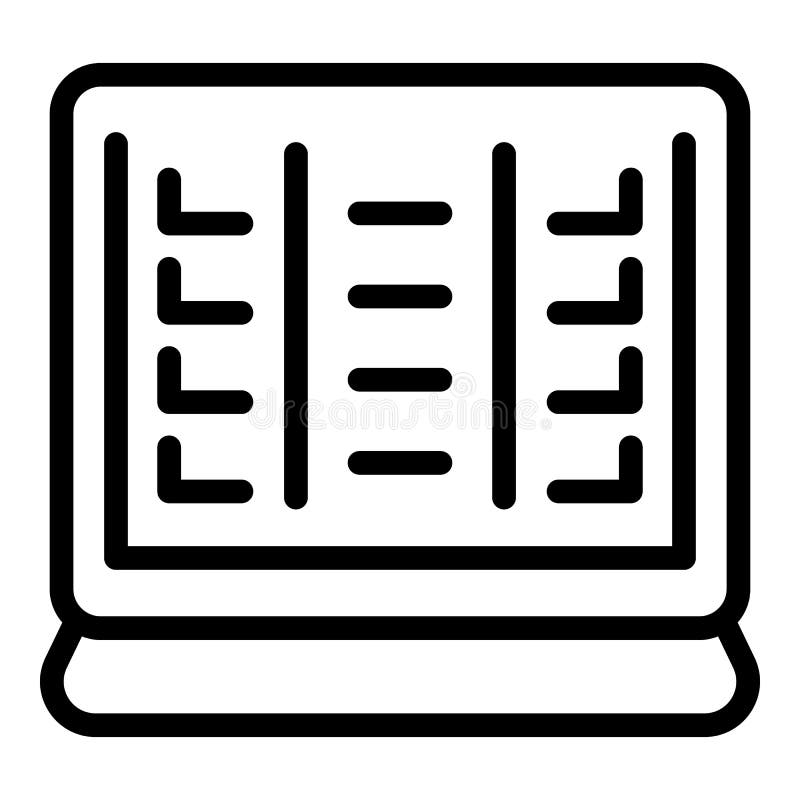 Computer Task Line Icon, Concept Sign, Outline Vector Illustration ...